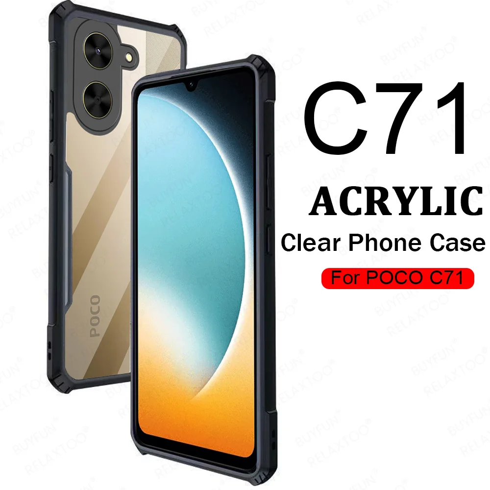 Little C71 Case Acrylic+TPU Back Transparent Cover For Poco C71 Airbags ...