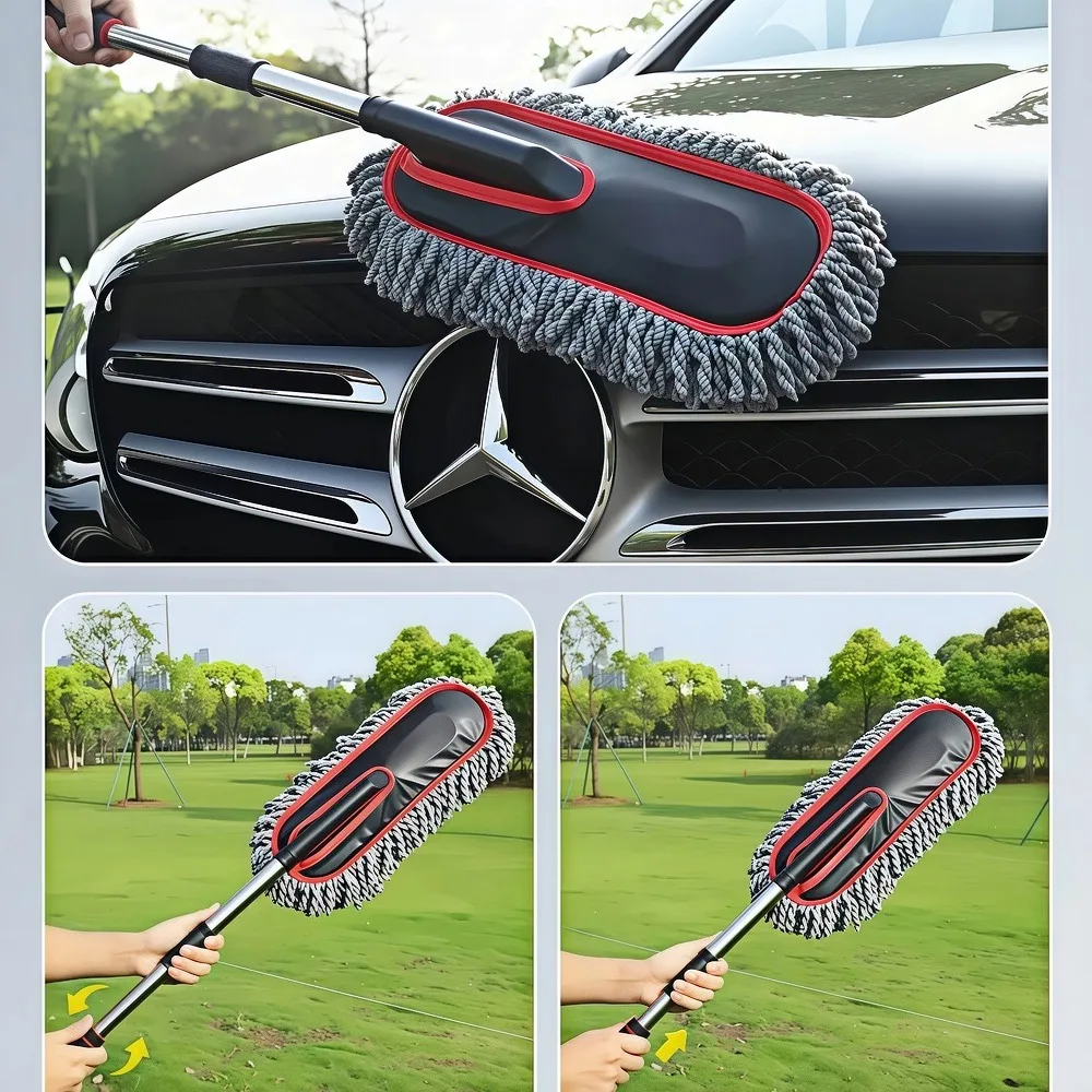 Microfiber Car Wash Mop Kit with Telescopic Handle,Scratch-Free ...