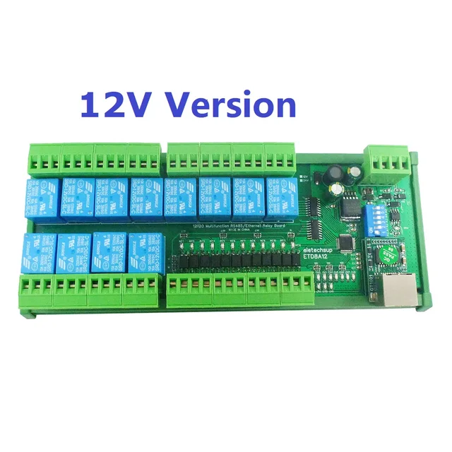 2 in 1 12CH Modbus RTU/TCP DIO Network Ethernet Controller RS485 Relay Module DC 12V 24V