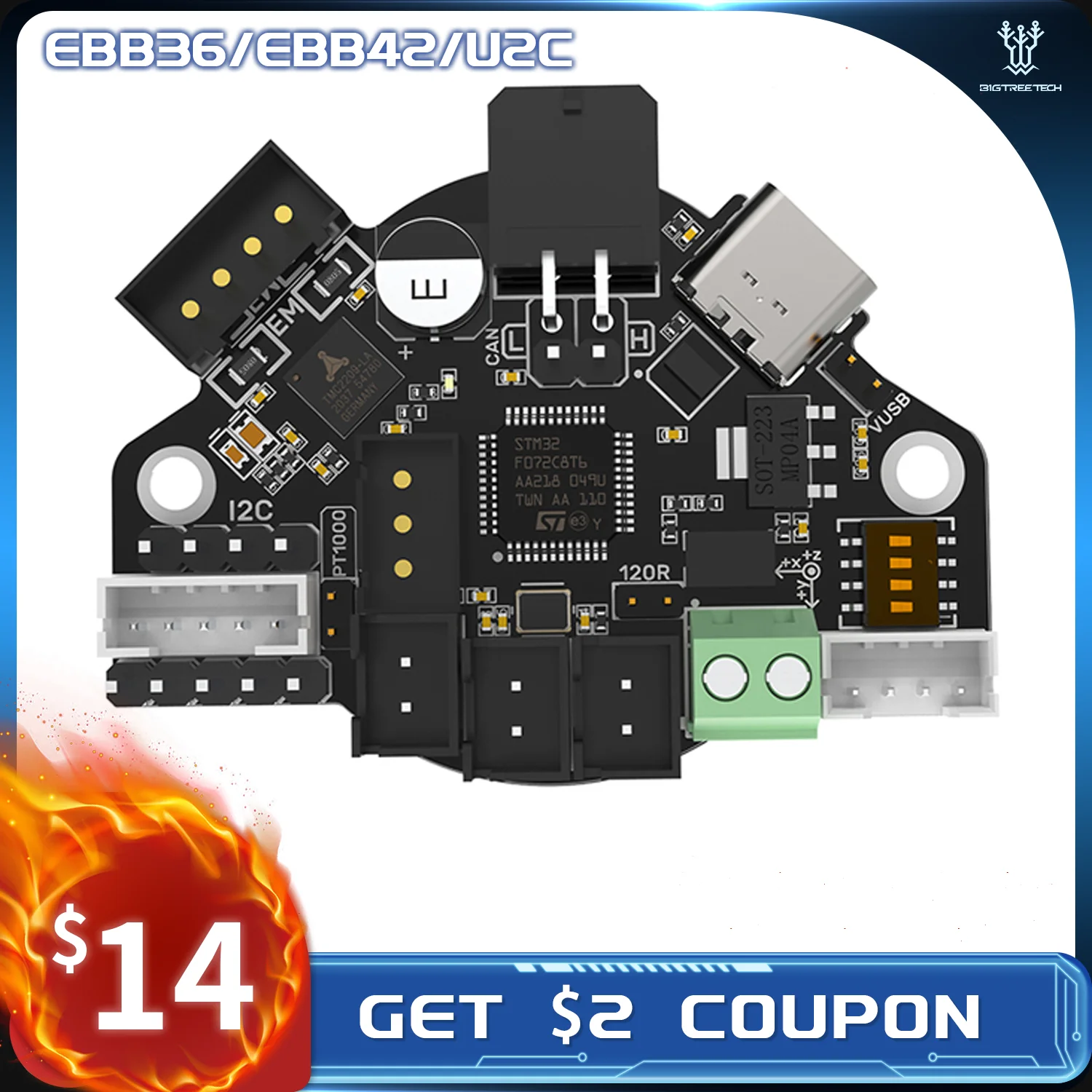 Bigtreetech Ebb36 Ebb42 Can Onboard Tmc2209 Driver Max31865 Adxl345 ...