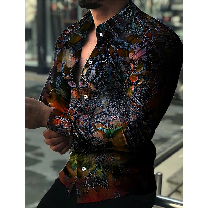 Full-Print-Animal-Tiger-Pattern-Shirts-For-Men-Casual-Long-Sleeve ...