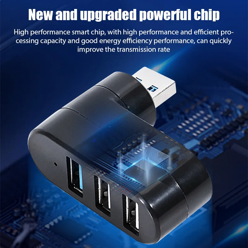 Mini répartiteur rotatif USB 3.0 à 3 Ports, adaptateur Hub pour PC ...