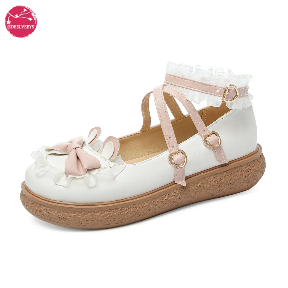 Mulheres lolita princesa empregada cosplay sapatos retalhos cor cruz ...