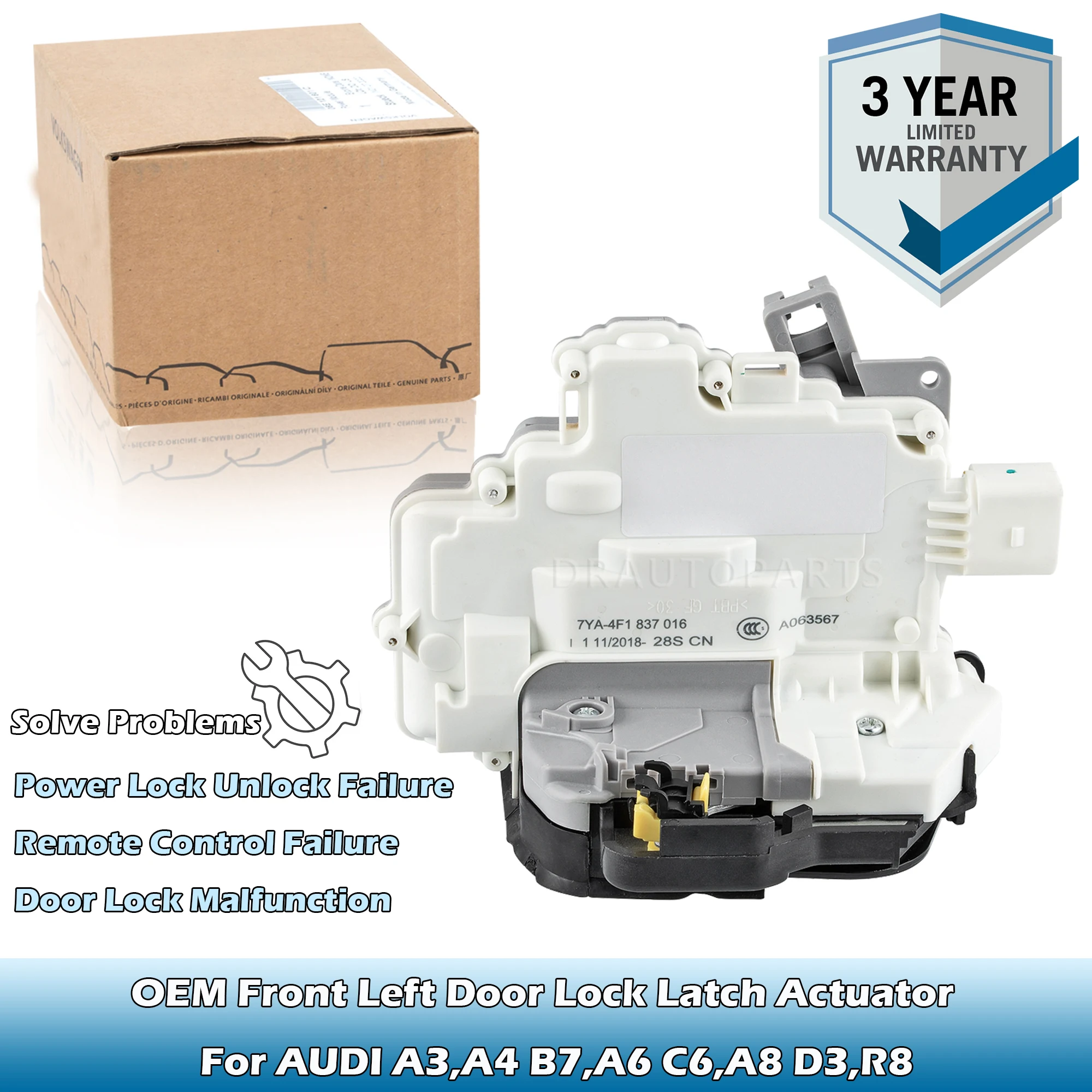 OEM Front Right Door Lock Latch Actuator 4F1837016,4F1837016A ...