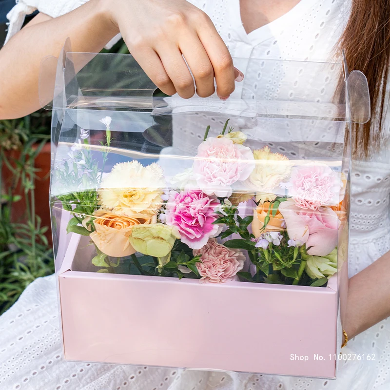 10pcs-Valentine-s-Day-Flower-Cake-Box-Mother-s-Day-Transparent-Tote-Bag ...
