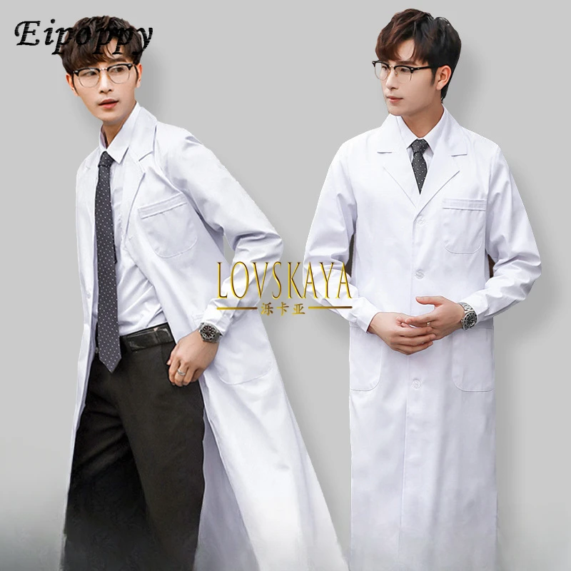 White-Gown-Long-Sleeve-Doctor-s-Overall-Men-s-Short-Sleeve-Lab-Coat ...