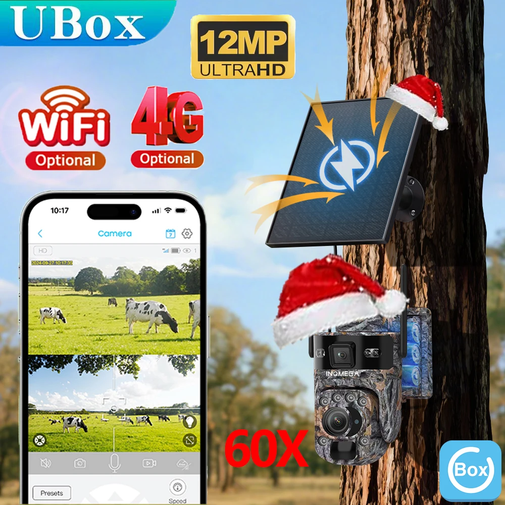 INQMEGA 6K 12MP 4G Solar Hunting Trail Camera 60X ZOOM Wireless Outdoor ...