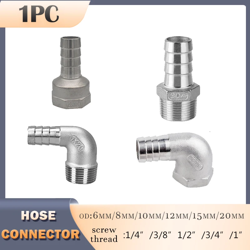 304-Stainless-Steel-Hose-Connector-Male-And-Female-Threaded-Leather ...
