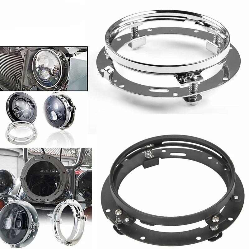 7-inch-LED-Round-Headlight-Ring-Mounting-Bracket-for-Harley-Road-King ...