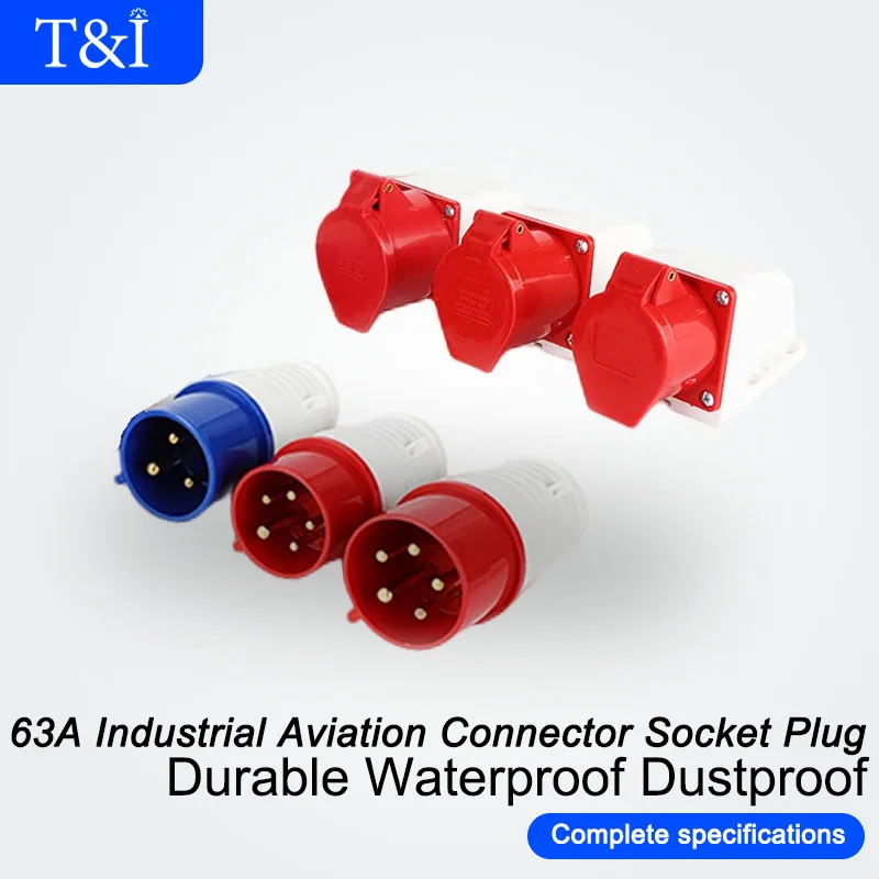 63A-3-4-5Pin-Waterproof-Dust-proof-Male-Female-Industrial-Socket-Plug ...