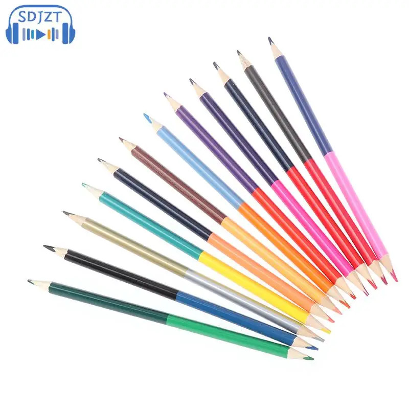 12Pcs-24Colors-Double-headed-Color-Lead-Pencil-Wood-Colored-Pencils-For ...