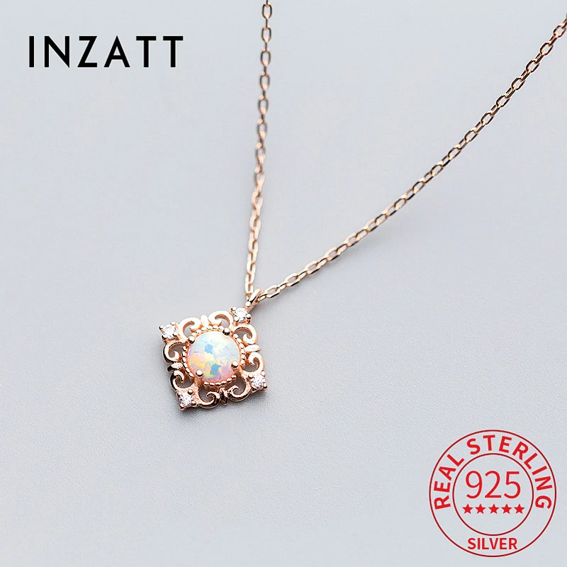 INZATT-INS-Real-925-Sterling-Silver-Opal-Geometric-Pattern-Choker-Necklace-For-Women-Classic ...