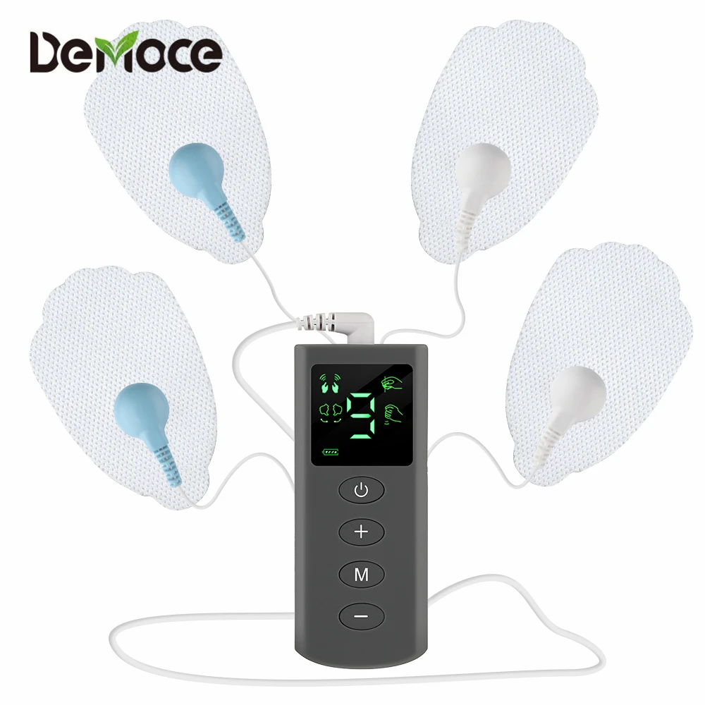 EMS Tens 마사지 9 강도 4 전극 패드 근육 자극 펄스 마사지 Tens Electroe stimulador 바디 마사지 ...