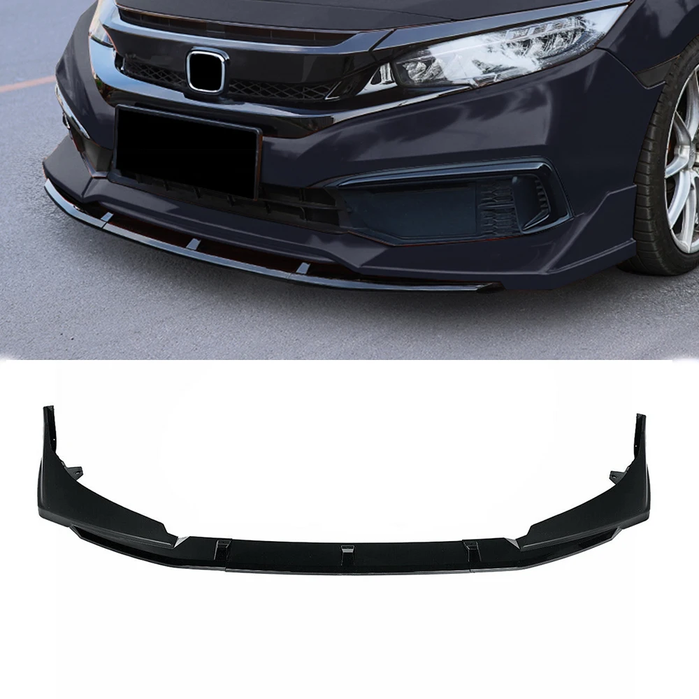 Front-Bumper-Spoiler-Lip-For-Honda-Civic-10th-Gen-2019-2020-Black-Car ...