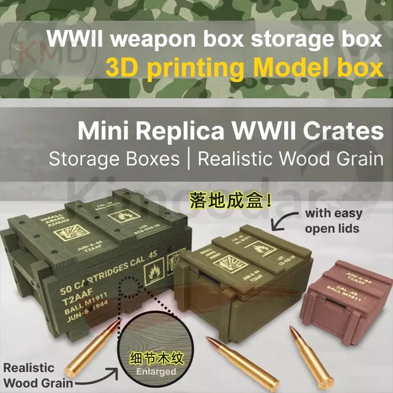 3D Printing WWII Ammunition Box Model Storage Box Eating Chicken ...