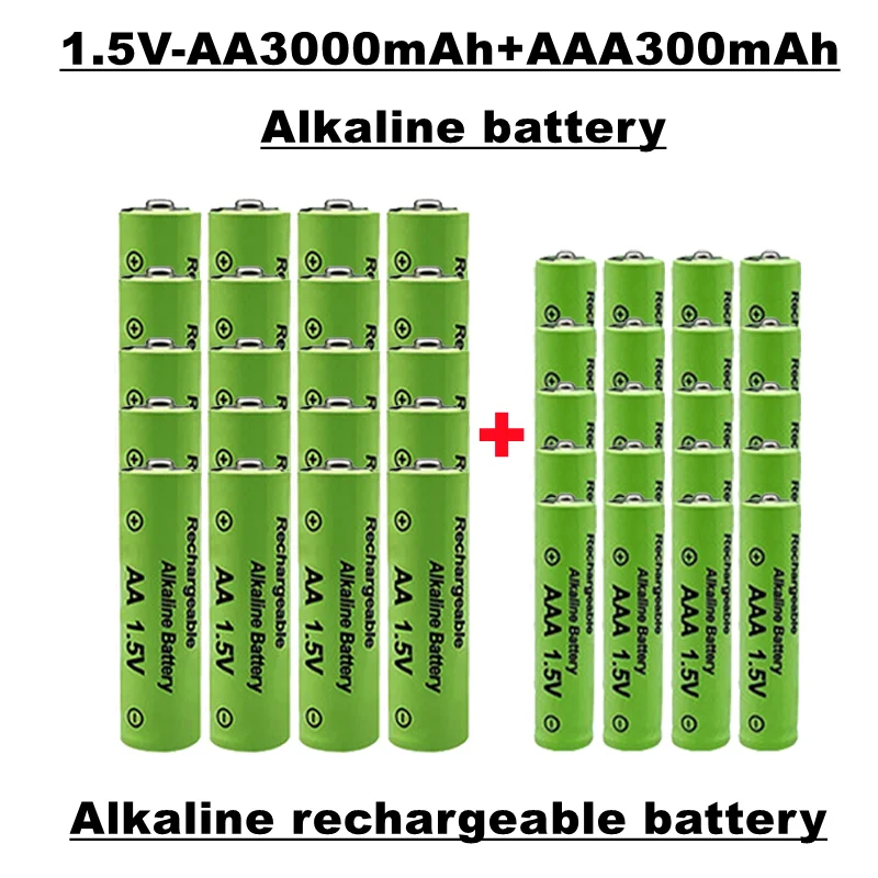 AA + AAA 1.5V bateria recarregável, 3000 MAH + 3000 MAH, adequado para controles remotos ...