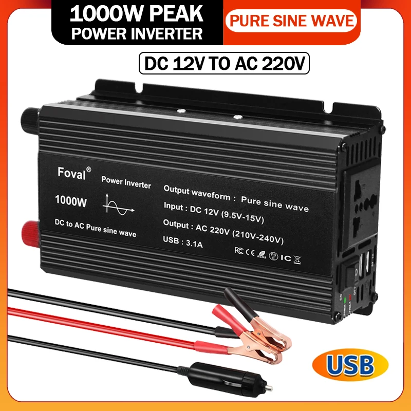 Pure-Sine-Wave-1000W-1500W-2200W-2600W-DC-12V-To-AC-220V-Car-Power ...
