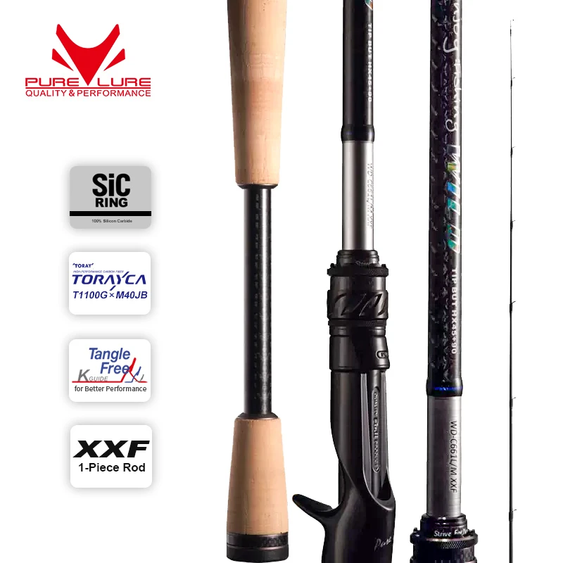 PURELURE WILD One Section Rod All Fuji SIC Guide Rings Pike Rod Black ...