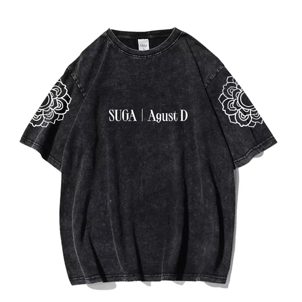 Kpop AGUST D D Day Summer O Neck Tops Made old washed high quality T ...