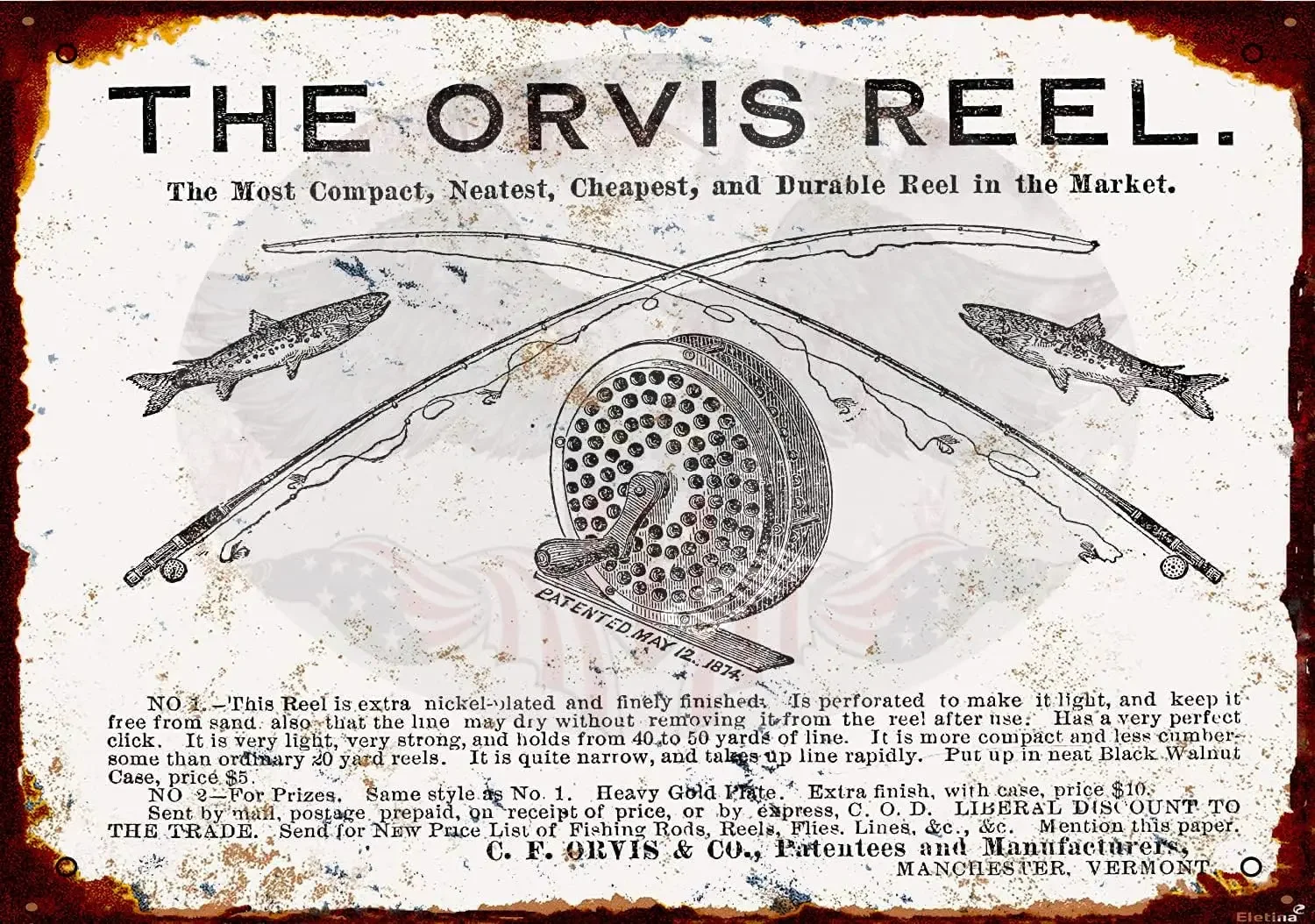 Vintage-Metal-Tin-Sign-1876-Orvis-Fishing-Reels-Metal-Tin-Sign-Home ...