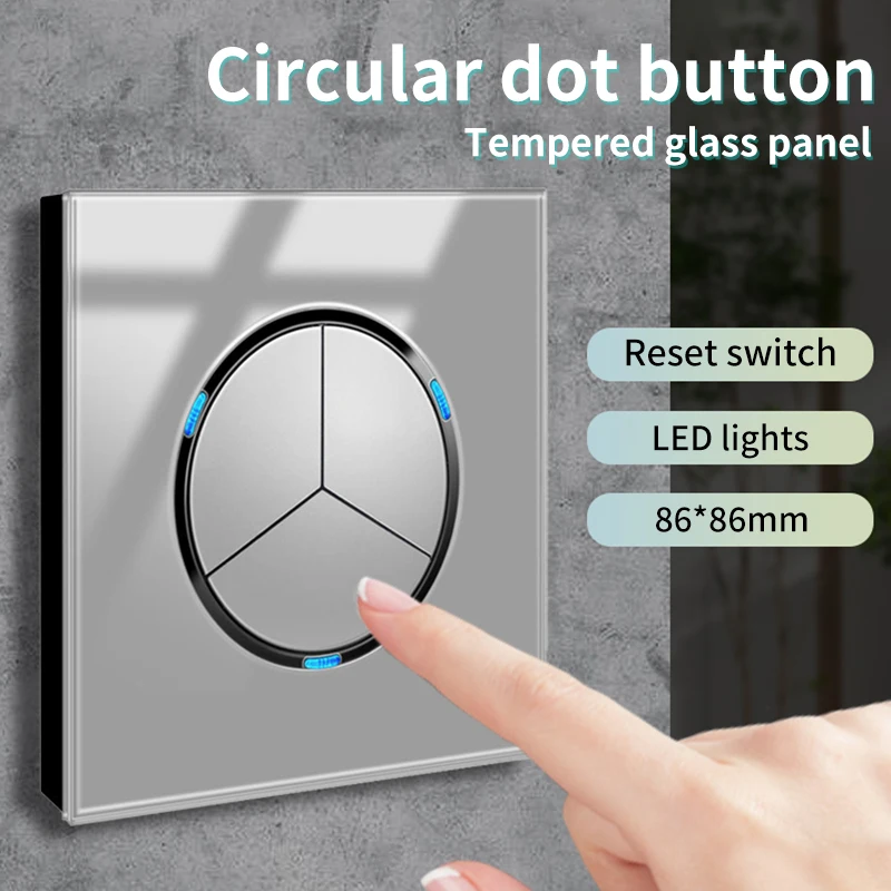 Gray-Light-for-Glass-Panel-Switch-Button-Eu-Uk-Standard-round-Reset ...
