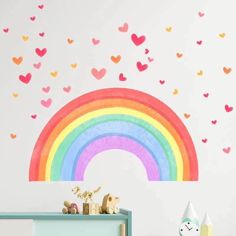 Big-Rainbow-Love-Hearts-Wall-Sticker-For-Baby-Room-Nursery-Decals-DIY ...