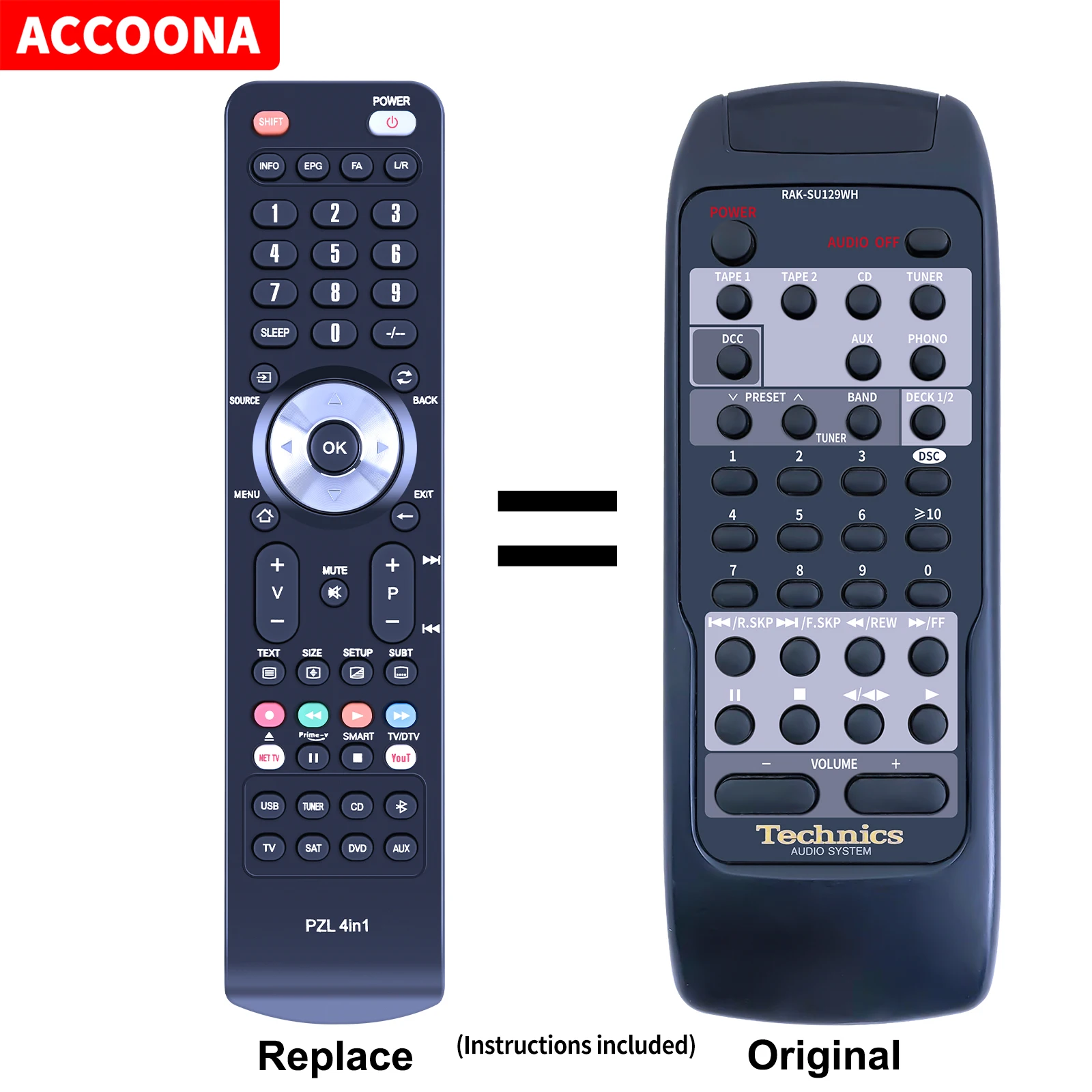 Remote-control-RAK-SU129WH-for-Technics-RS-TR575-SUV500-SUC800-U-ST ...
