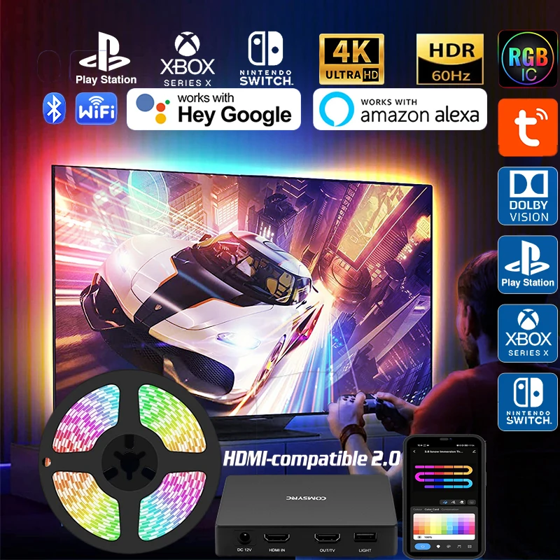 Smart Ambient TV PC Backlight Led Strip Lights For 4K HDMI-compatible2 ...