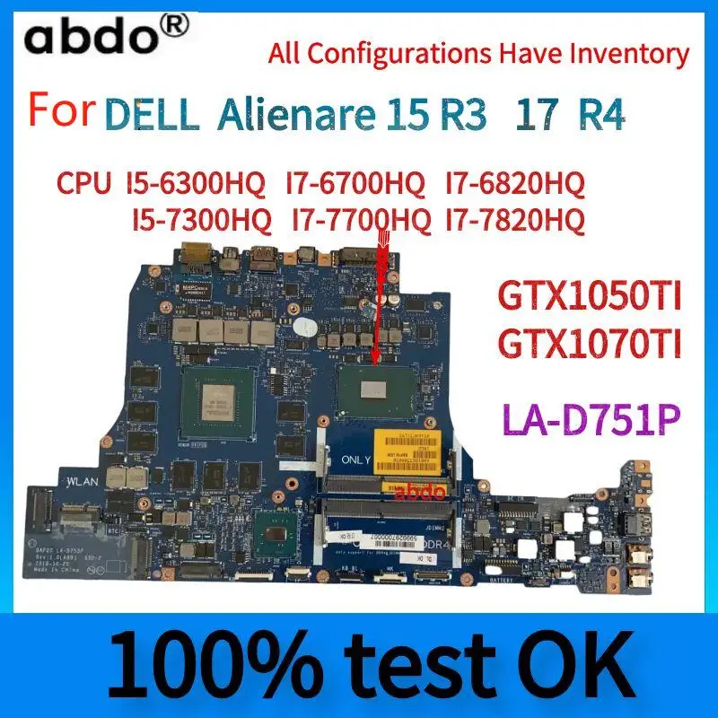 Para Dell Alienware 15 R3 17 R4 Laptop Motherboard. Com i5 i7 6th/7th ...