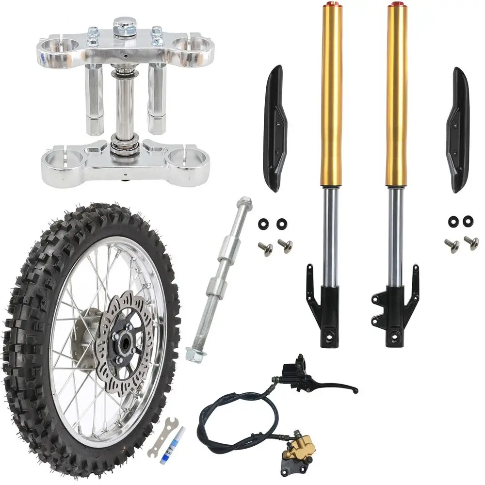 Motorcycle-Front-Forks-Triple-Set-Wheel-Tire-60-100-14-Dirt-Bike-Taotao ...