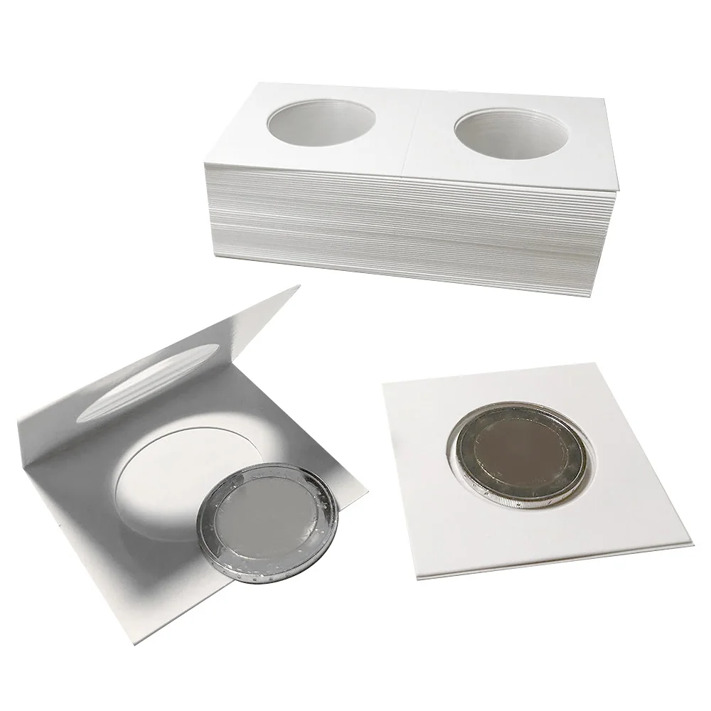 50pcs Square Cardboard Case Coin Album Collection Clip Flip Coin ...