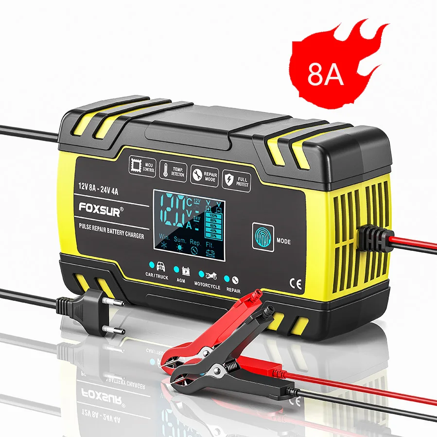 12V 24V 8A Car Battery Charger Full Automatic Battery chargers Touch ...