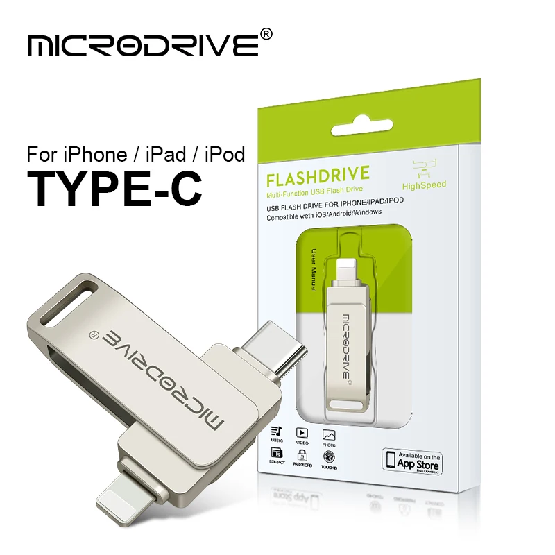 2 in1 OTG 유형 C To Lightning USB3.0 메모리 스틱 64GB 128GB 256GB 512GB C ...