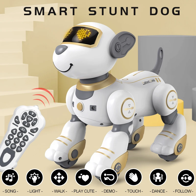RC Stunt Robot Smart Dog Kids Toy Controle Remoto Programável Touch ...