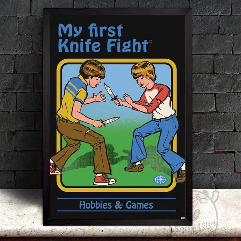 My-First-Knife-Fight-Steven-Rhodes-Horror-Vintage-Style-Funny-Cool-Wall ...