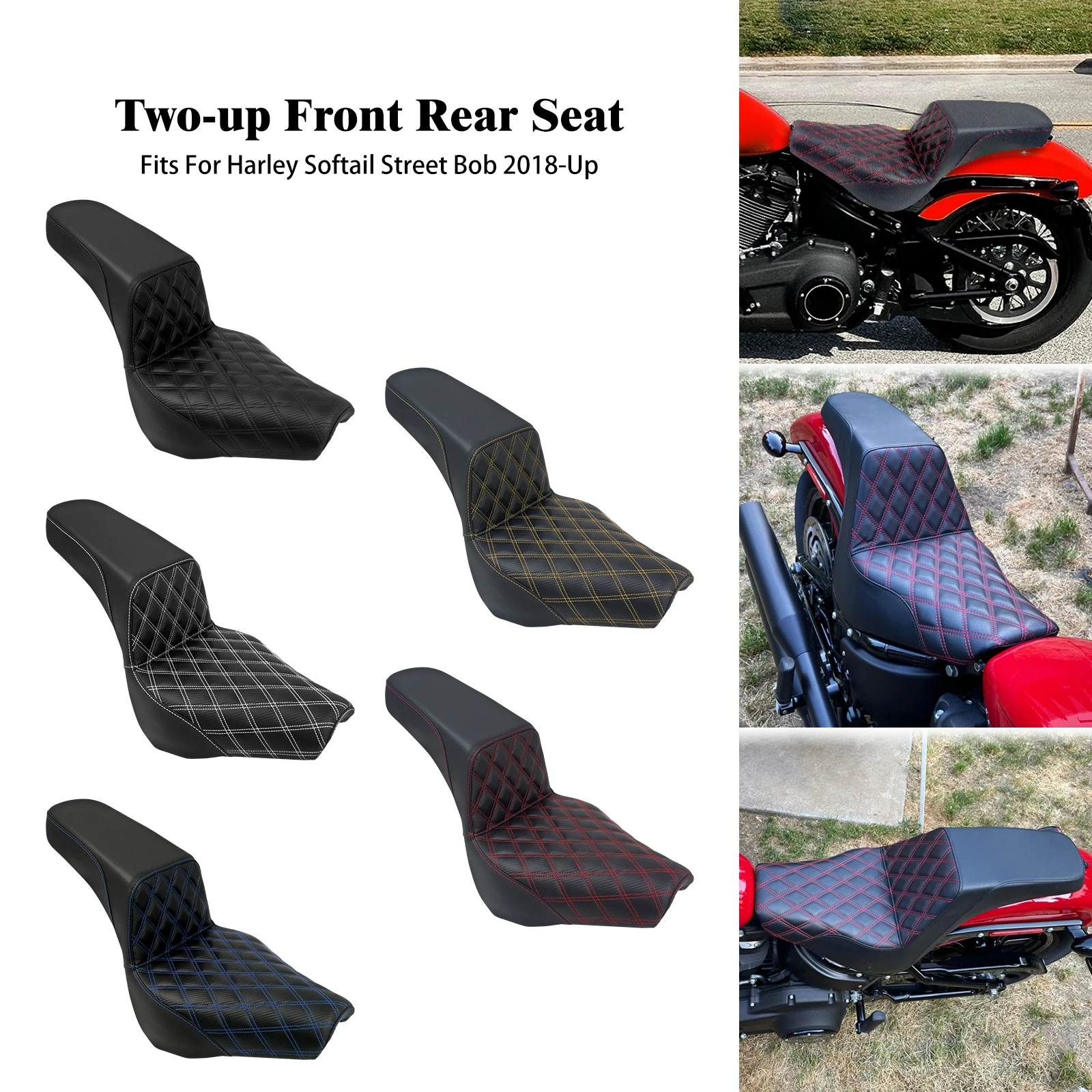Two-Up Seat Motorcycle Rider Passenger Front Rear Seat For Harley ...