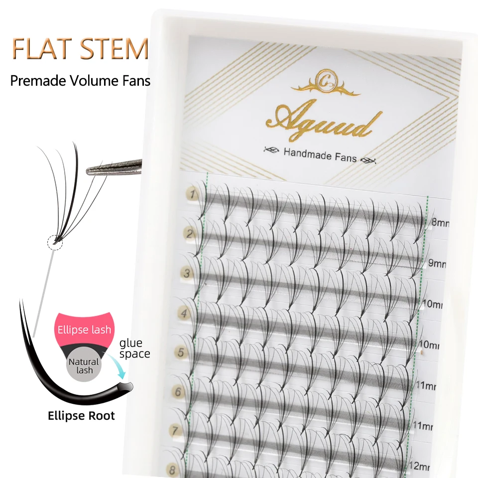 AGUUD Wispy extensiones de pestañas prefabricadas, 5D, 7D, 9D, elipse ...