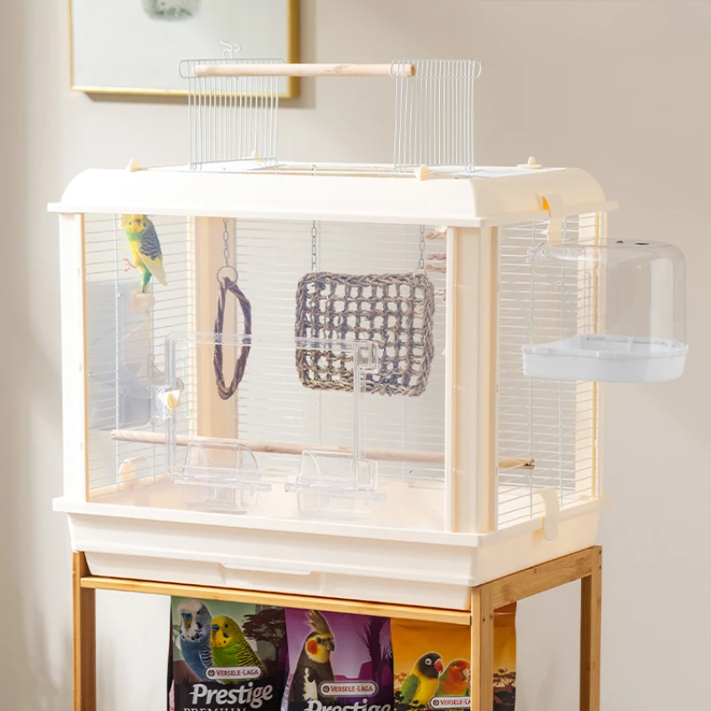 Large-Acrylic-Villa-Bird-Cages-House-Budgie-Canary-Transparent-Portable ...
