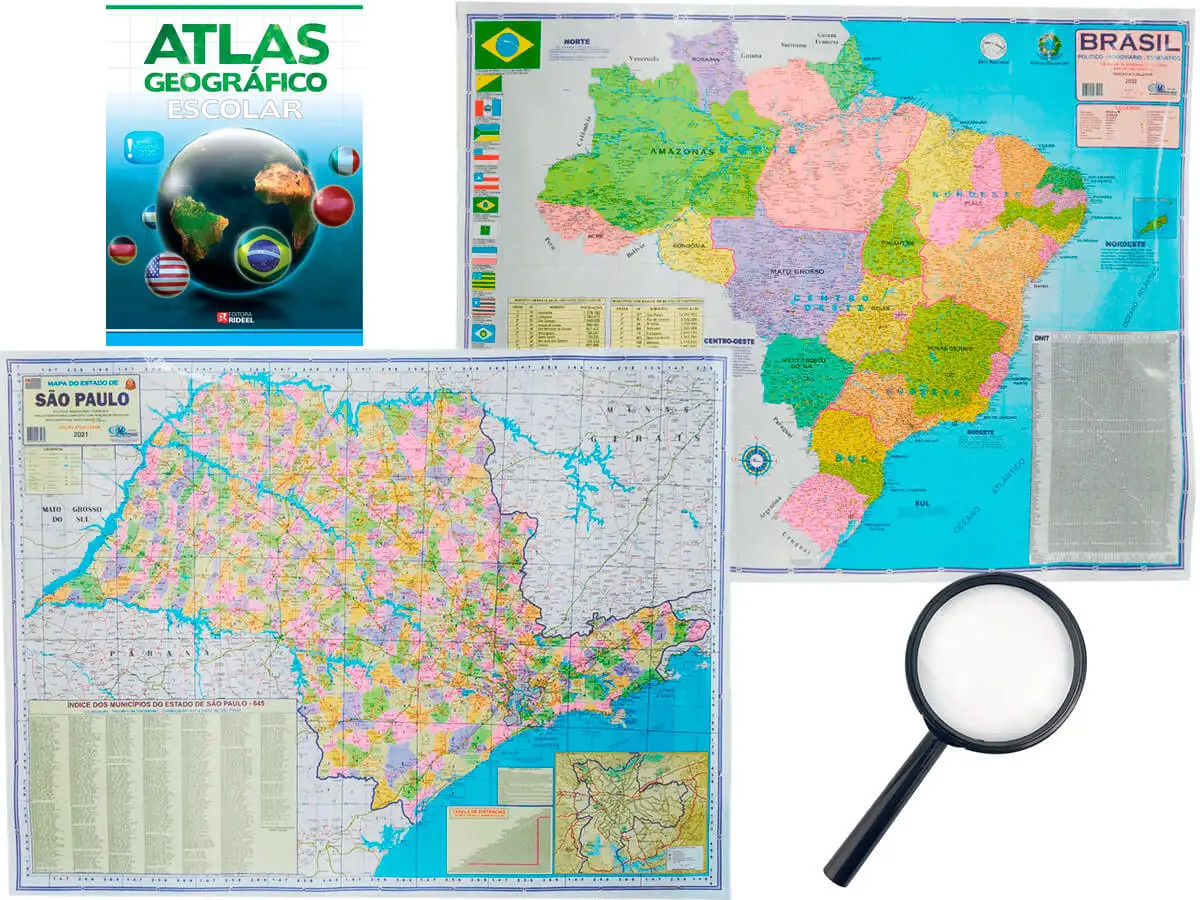 Kit-S-o-Paulo-Map-of-Brazil-Magnifying-Glass-and-Geographical-Atlas ...