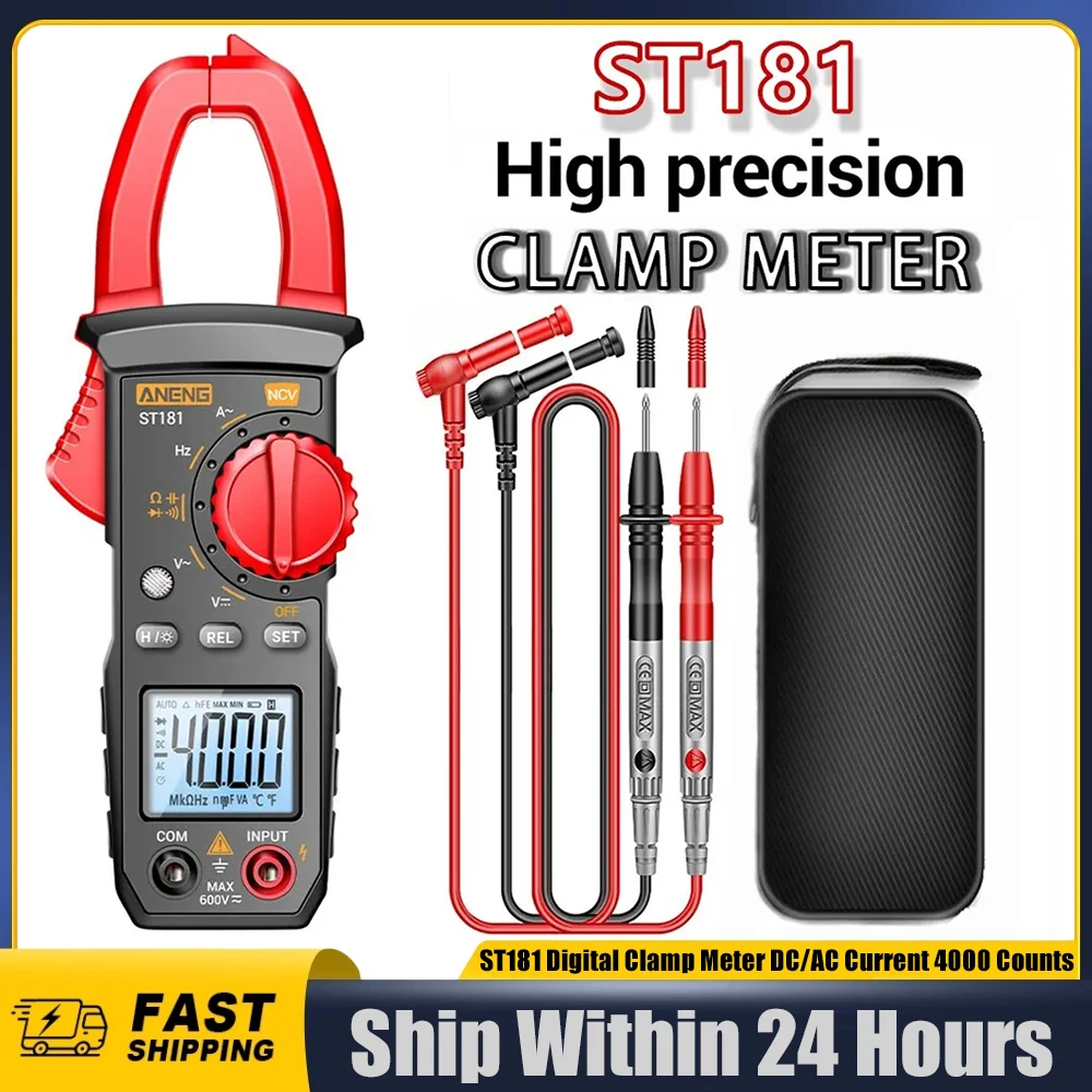 ANENG ST181 Digital Clamp Meter DC/AC Current 4000 Counts Multimeter ...