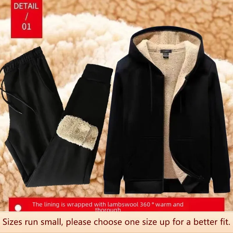 2-piece-Set-Men-Winter-Fleece-Lined-Thickened-Wool-Coat-Youthful-Style ...