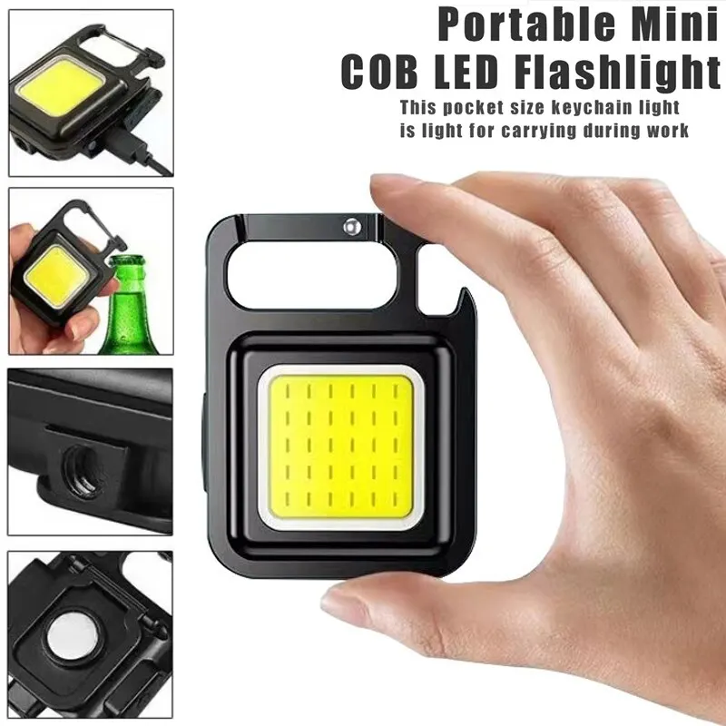 Portable LED Keychain Lights COB Flashlight Outdoor Work Light For ...