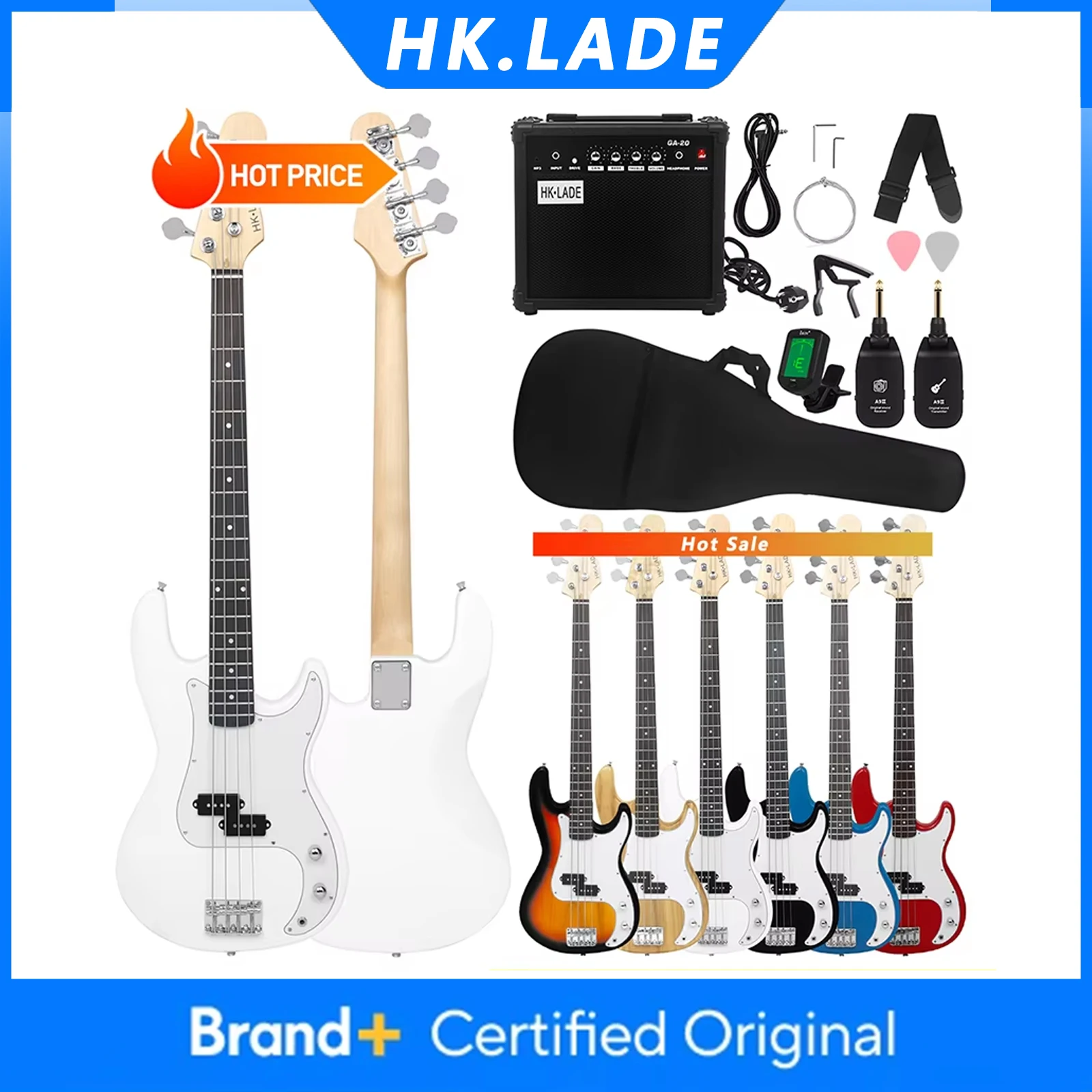 HK. LADE 4-Strings Bass Guitar Maple Body Electric Bass Guitarra with ...