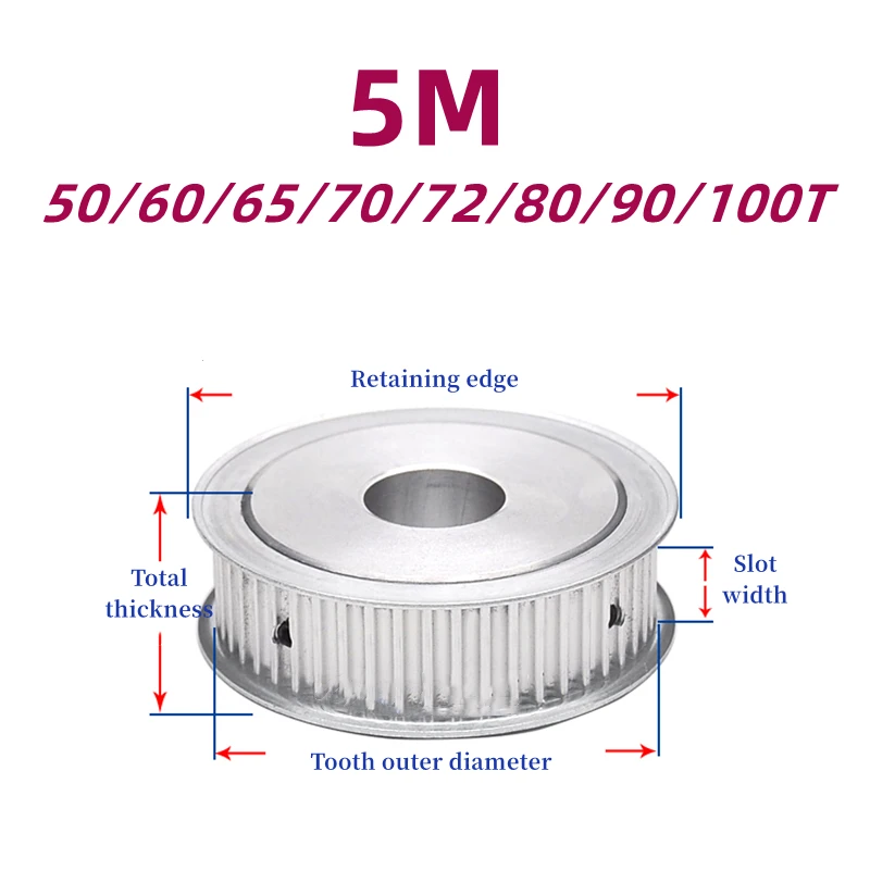 5M Two Plane Aluminum Alloy Timing Pulley 50/60/65/70/72/80/90/100 ...