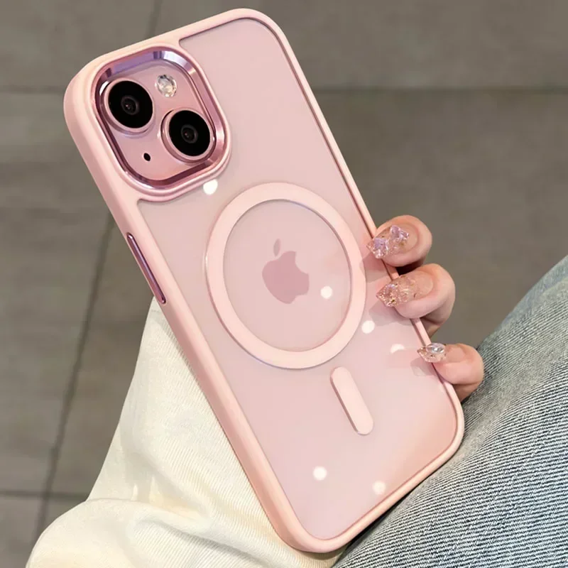 Deluxe-Acrylic-Magnetic-Wireless-Charging-Phone-Case-For-iPhone-15-14 ...