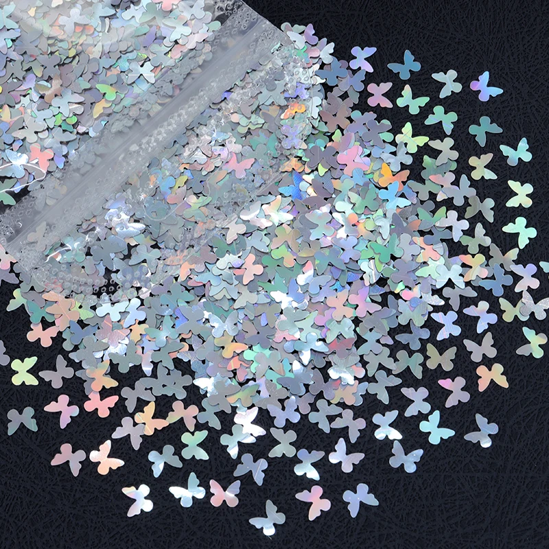 Paillettes holographiques Laser argentées pour Nail Art, flocons ...