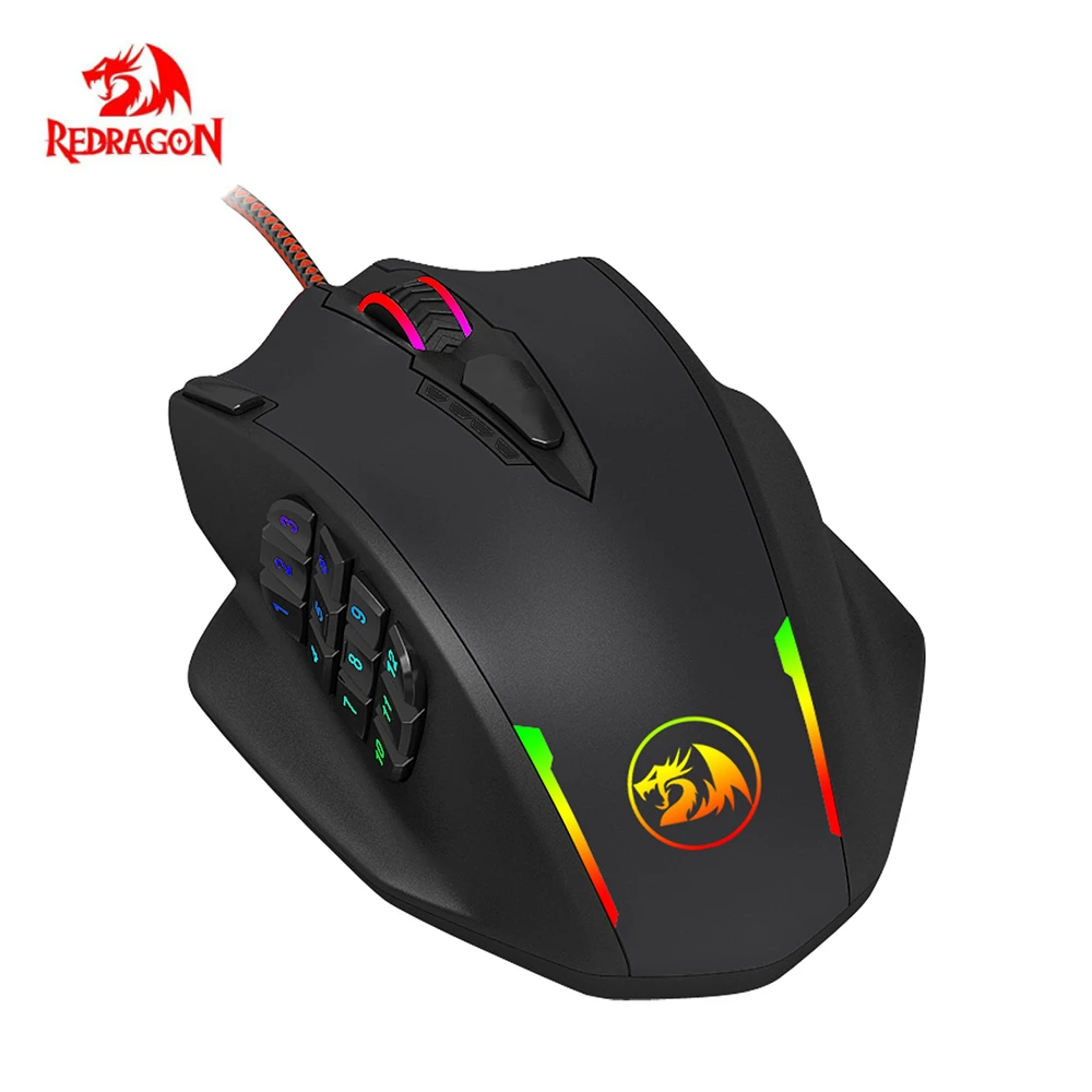 Redragon m908 usb wired gaming mouse 12400 dpi 17 botões programáveis ...