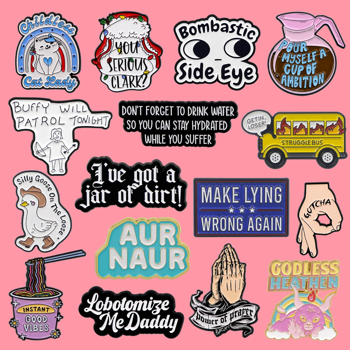 Cute Duck Quote Series Pins Cute Cartoon Quotation Badge Brooch for ...