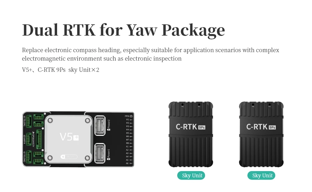 CUAV Dual RTK 9Ps Yaw with V5+ Flight Controller Sky Unit GPS GPS Pele – RCDrone