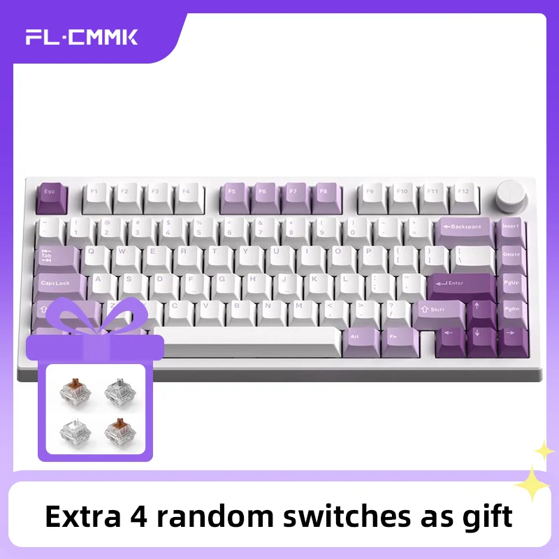 FL ESPORTS GP75 Three-Mode Mechanical Keyboard 82 Key 80% RGB Backlit ...